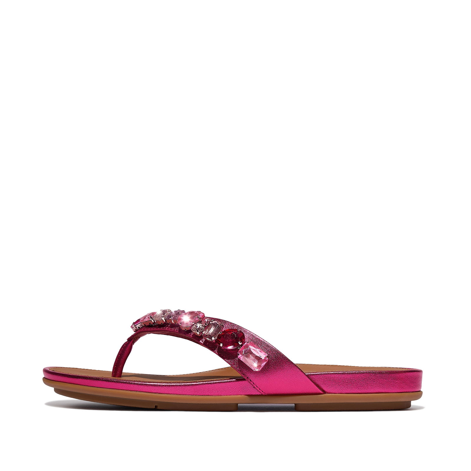 FitFlop Gracie Jewel-Deluxe Metallic-Leather Flip-Flops | endource