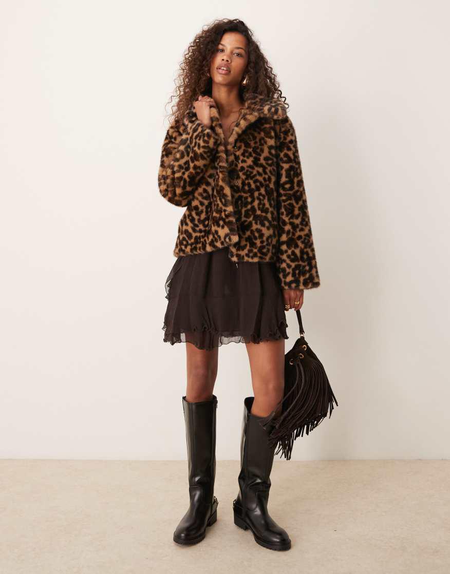 ABERCROMBIE + FITCH Collared Borg Jacket in LEOPARD PRINT | endource
