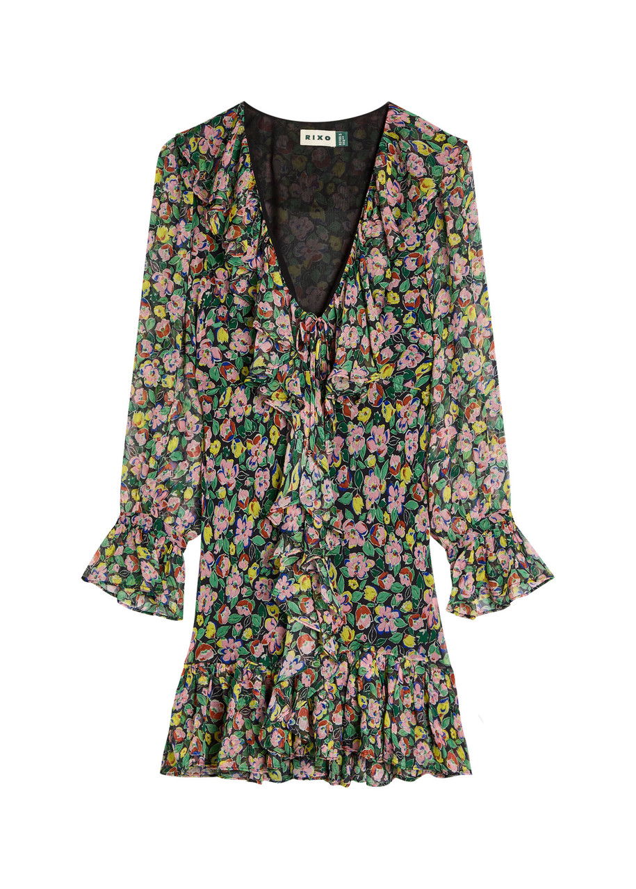 RIXO Shalyn Floral Chiffon Mini Dress | endource