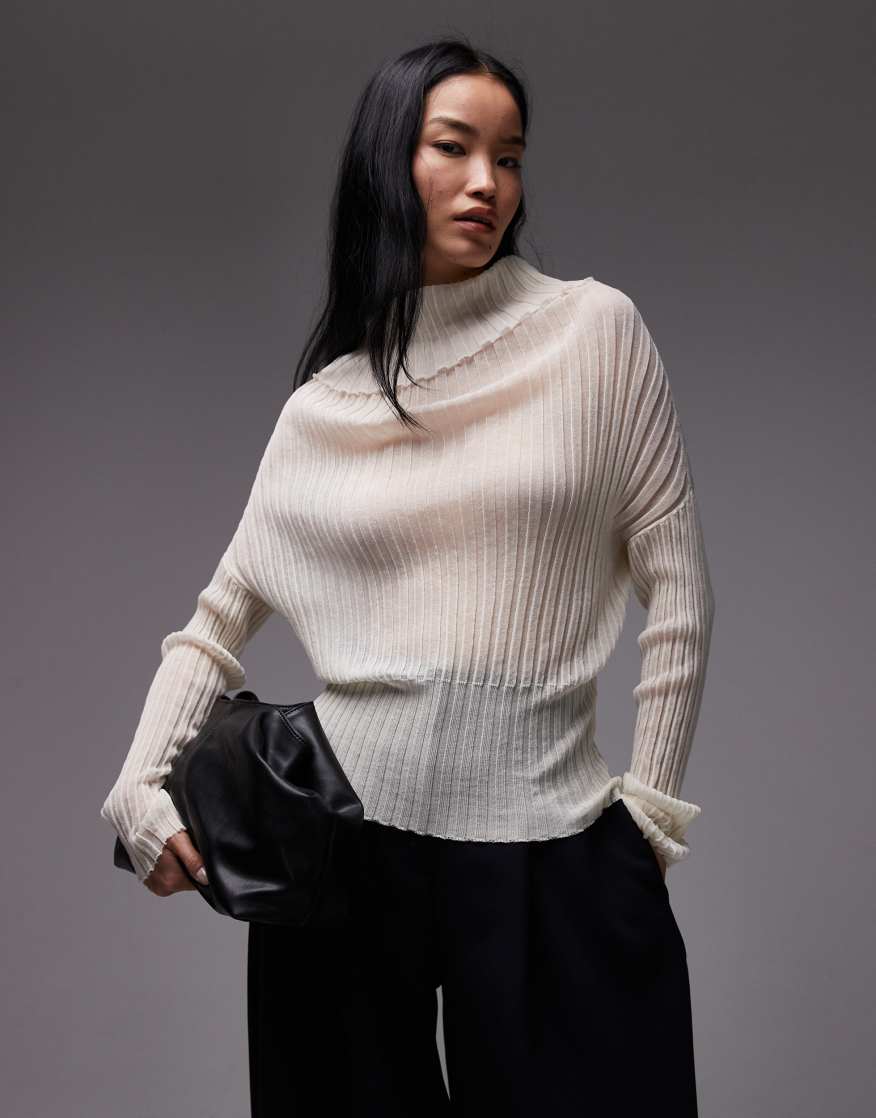 ARKET Sheer Lightweight Wide Rib Turtleneck Jumper | endource