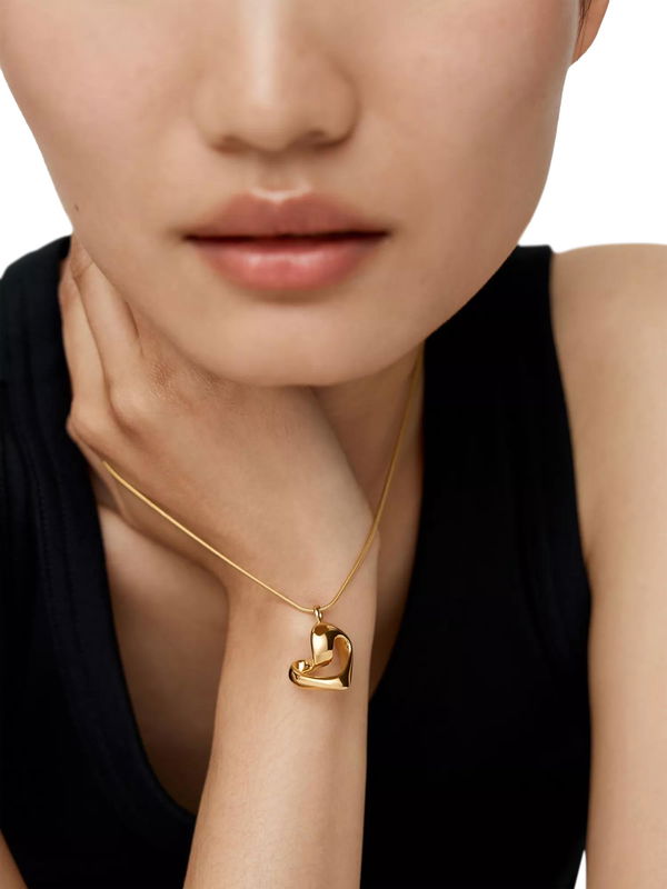 MONICA VINADER Infinity Heart Snake Chain Pendant Necklace, Gold | endource