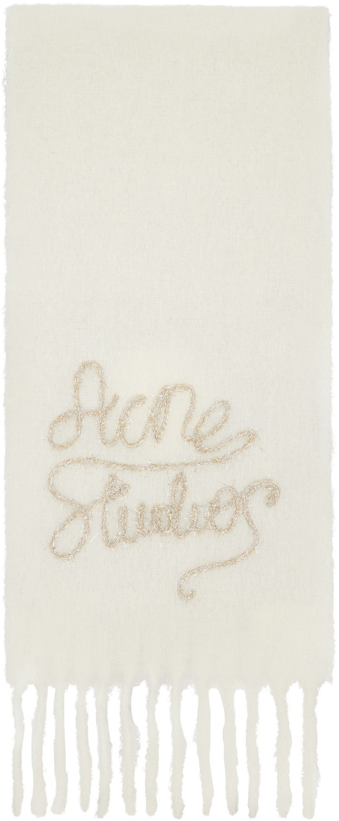 ACNE STUDIOS Off-White Wool Logo Scarf | endource