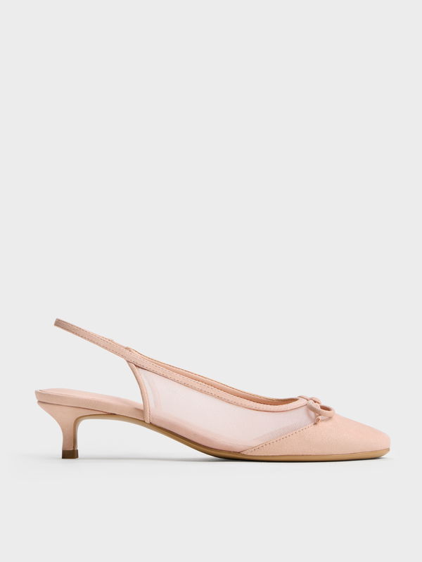 CHARLES & KEITH Mulligan Mesh Bow Slingback Pumps | endource