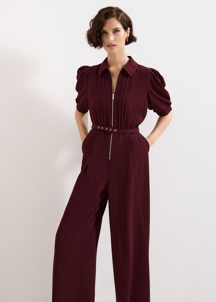 PHASE EIGHT Candice Burgundy Zip Jumpsuit | endource