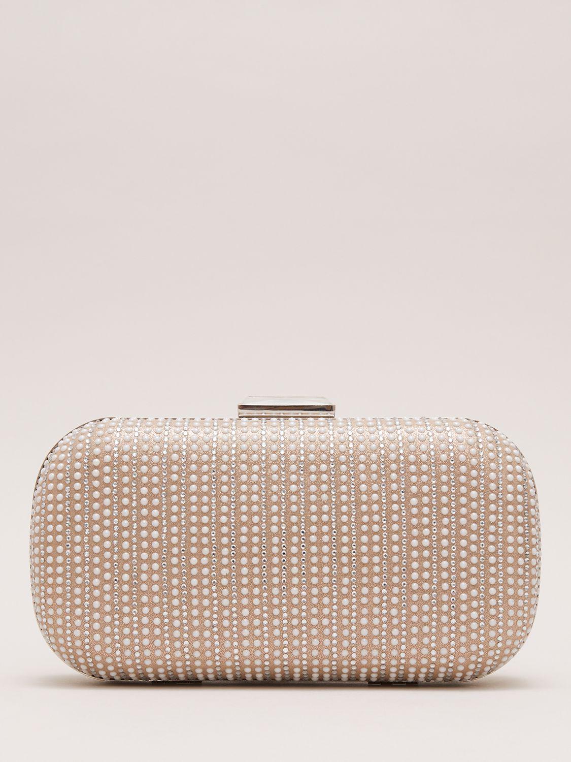 PHASE EIGHT Pearl Embellished Box Clutch Bag in Metallic | Endource