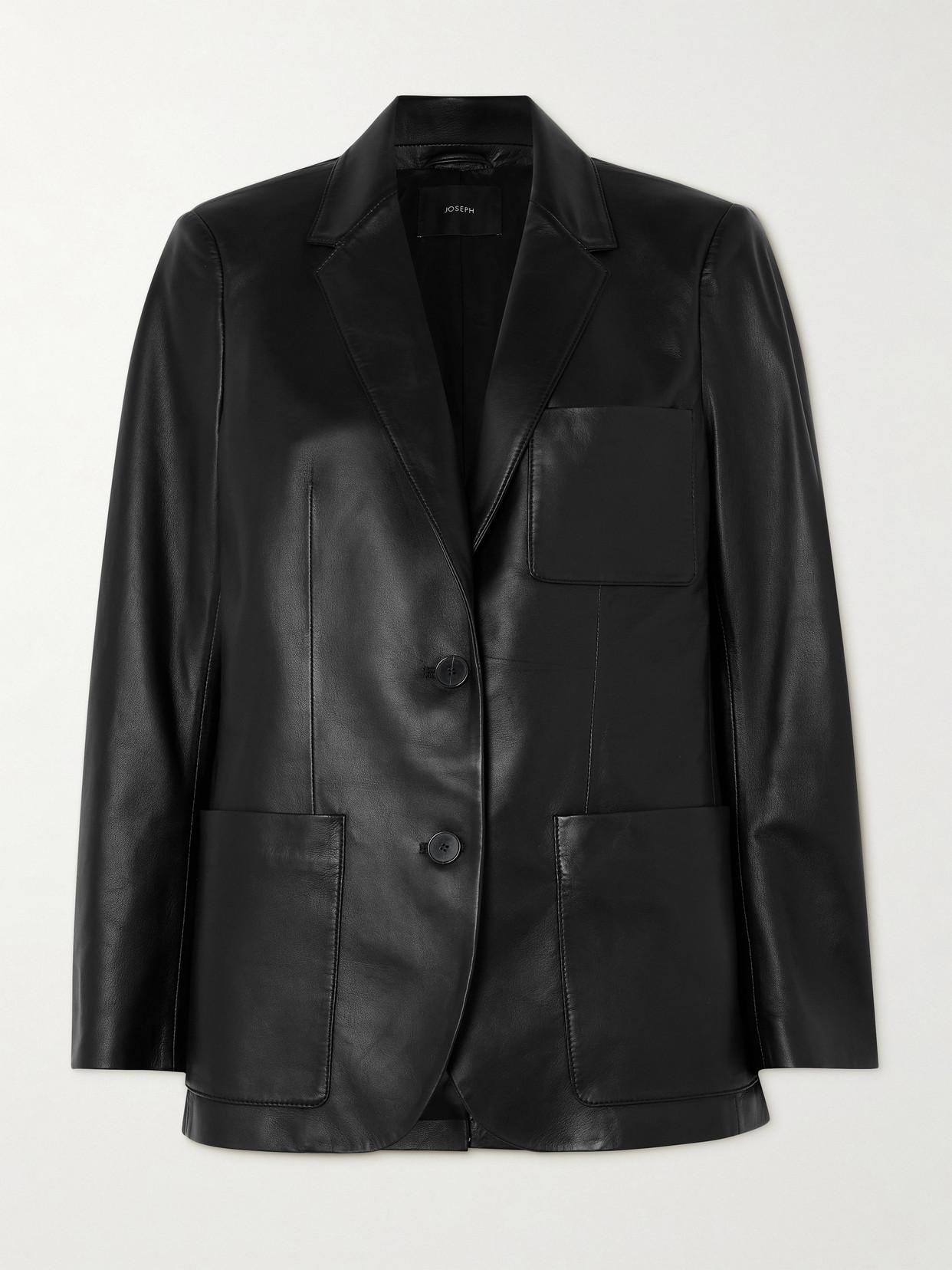 JOSEPH Jacques Leather Blazer in Black | endource