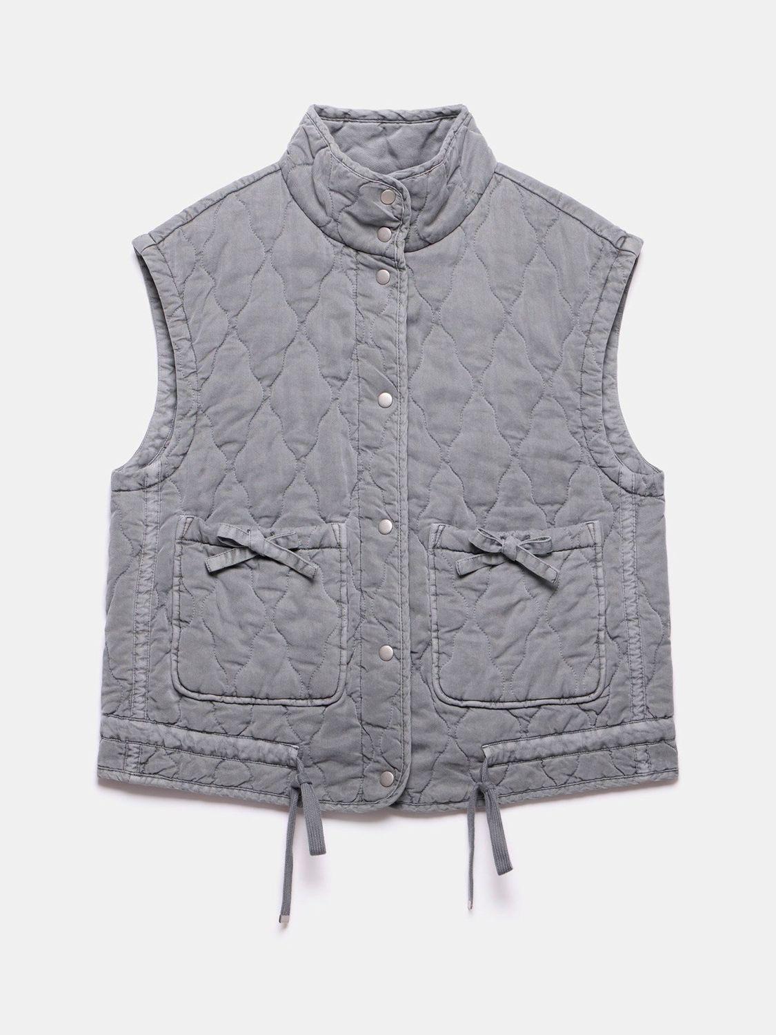 MINT VELVET Quilted Drawstring Waist Gilet in Grey | endource