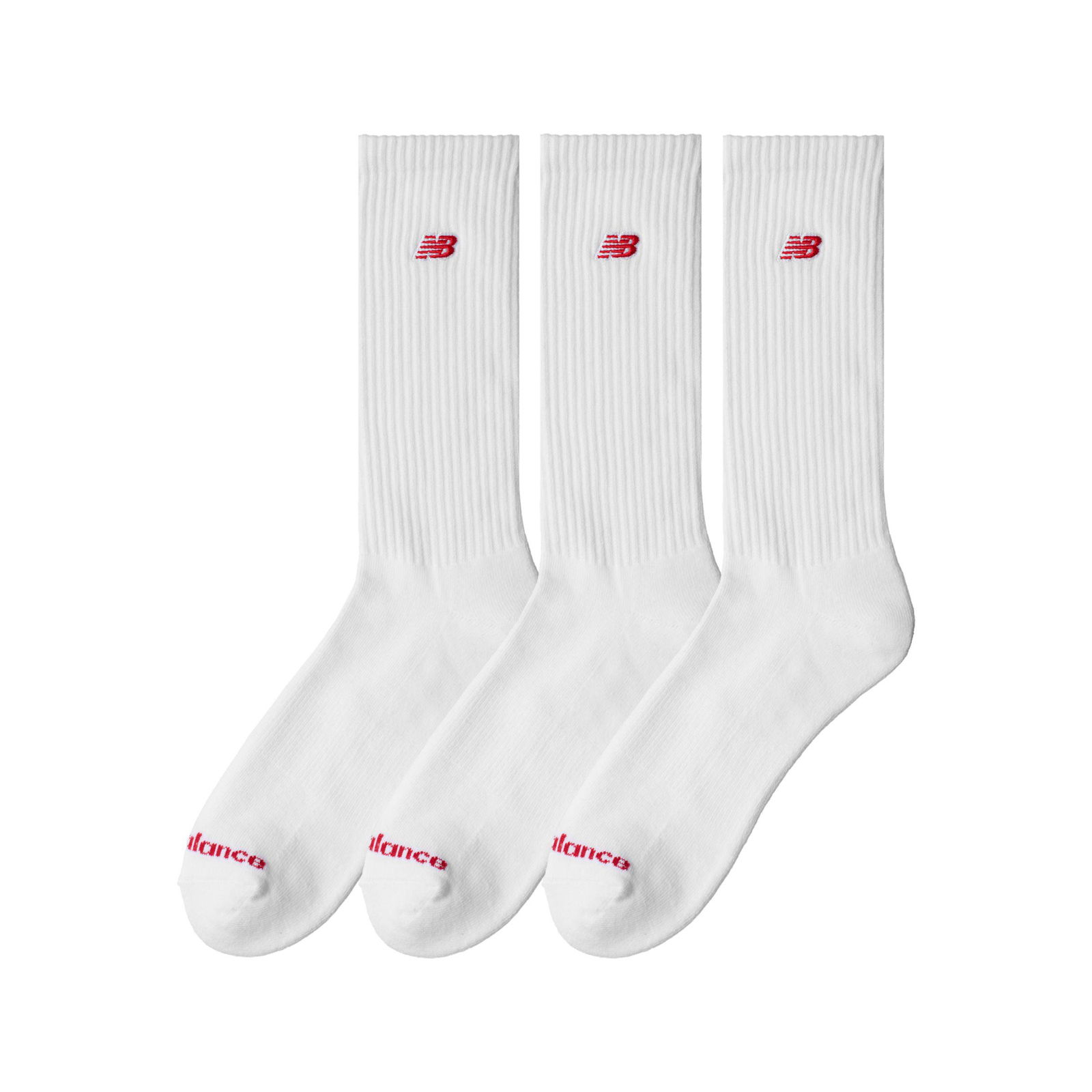 NEW BALANCE Patch Logo Crew Cotton Socks - 3 Pack in White | endource