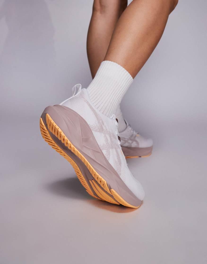 ASICS Novablast 5 Running Trainers In White And Dusty Pink | endource