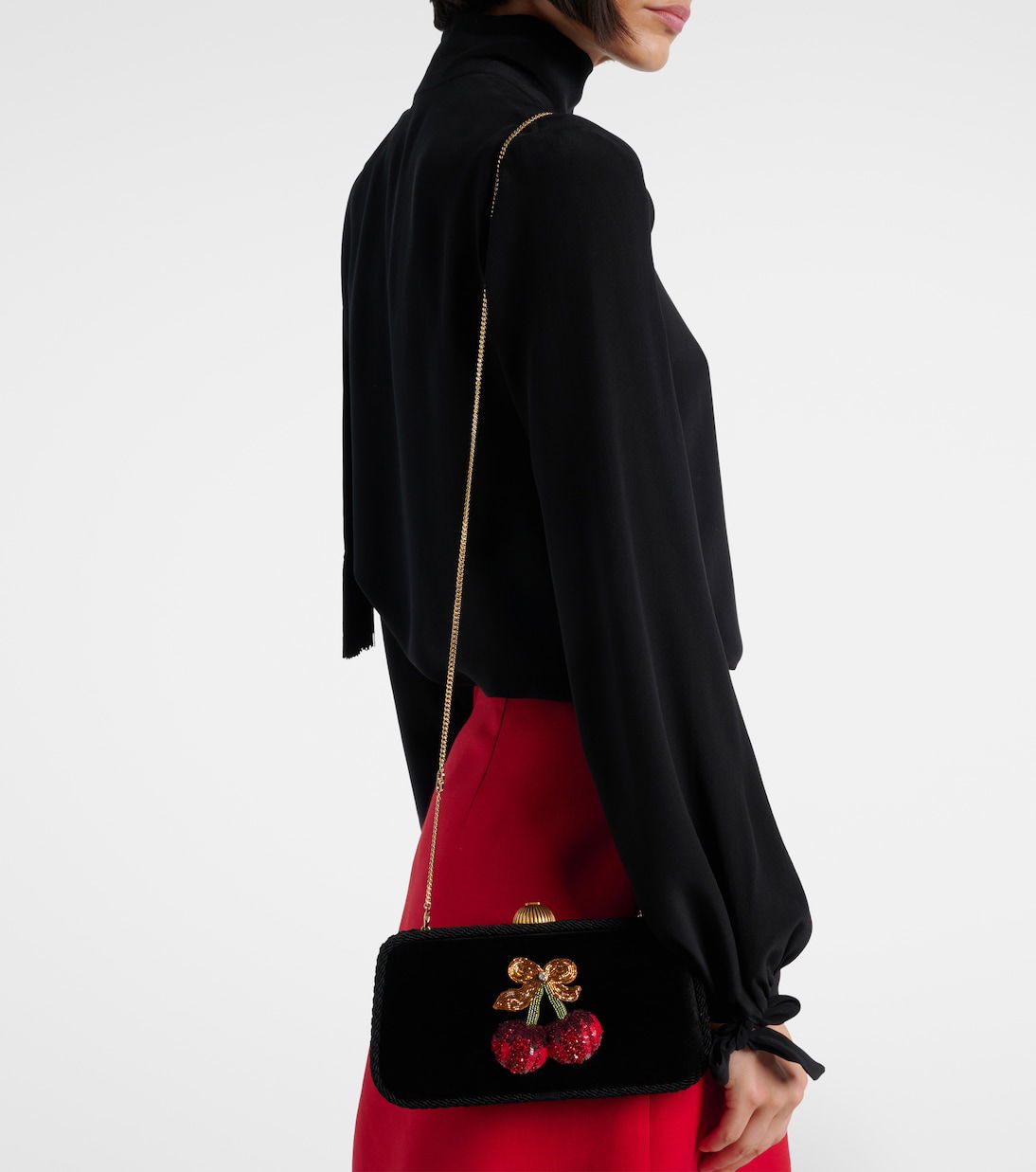 VALENTINO GARAVANI Carry Secrets Embellished Velvet Clutch | endource