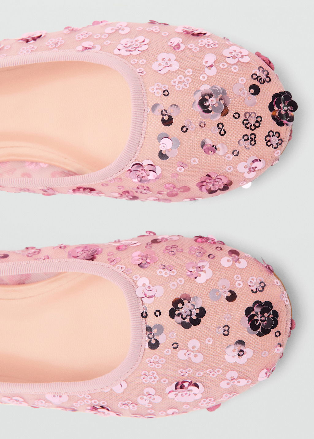 MANGO Mesh Rhinestone Ballet Flats | endource