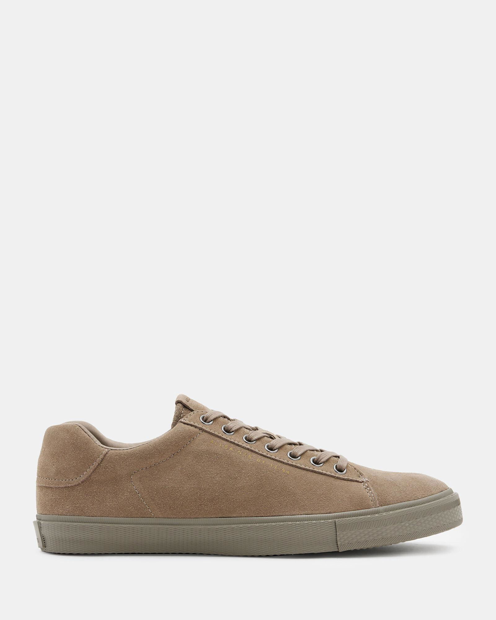 ALLSAINTS Brody Suede Low Top Trainers in Taupe | Endource