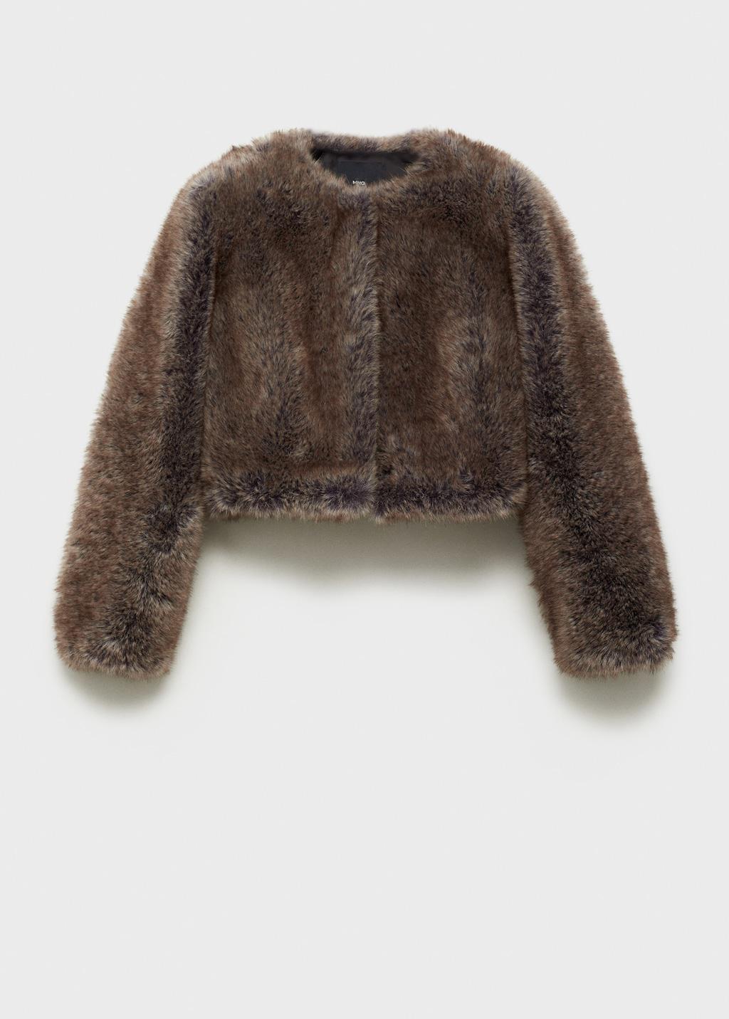 MANGO Fur Effect Jacket in Black | endource