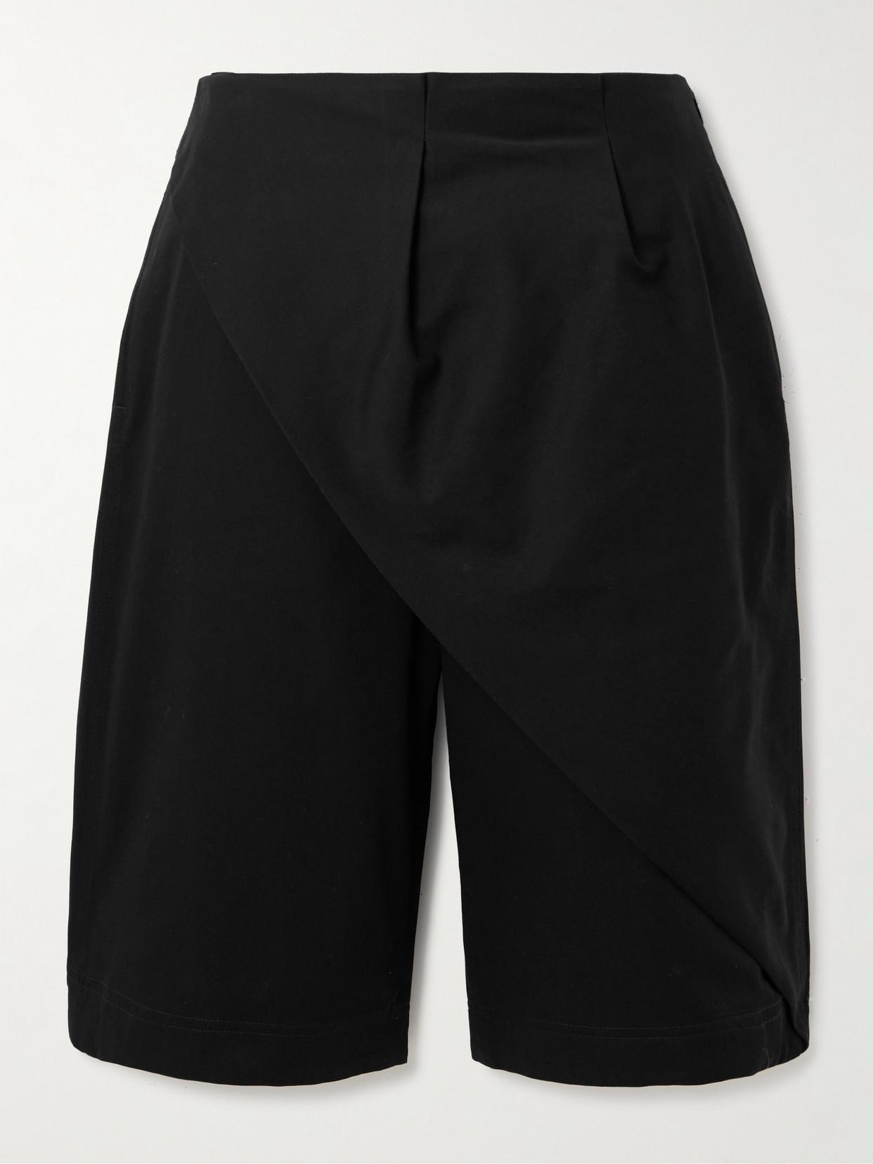 LOEWE Layered Wrap-Effect Cotton-Twill Shorts | endource