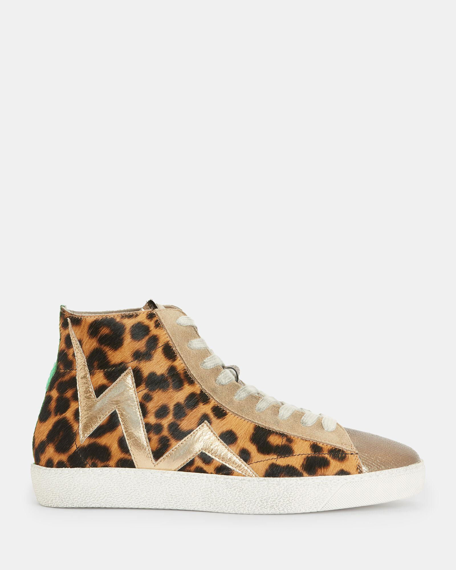 ALLSAINTS Tundy Bolt Leopard Print Trainers in Animal Brown | endource