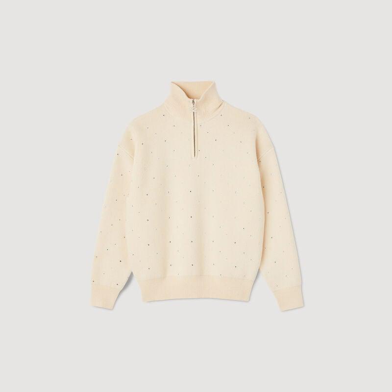 SANDRO Half-Zip Jumper in Ecru | Endource