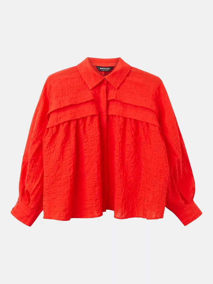 WHISTLES Textured Frill Detail Shirt | endource