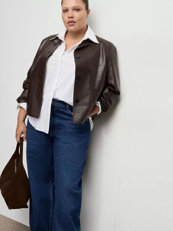 MANGO High Rise Wide Leg Cuffed Jeans, Dark Blue | endource