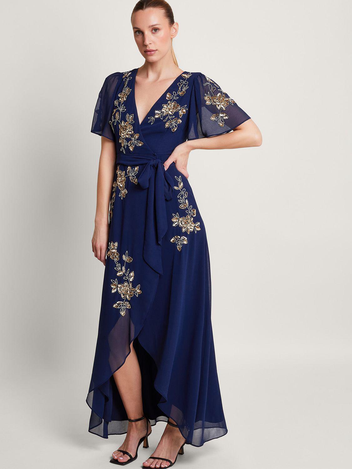 Monsoon Sarah Embellished Maxi Wrap Dress in Midnight | endource