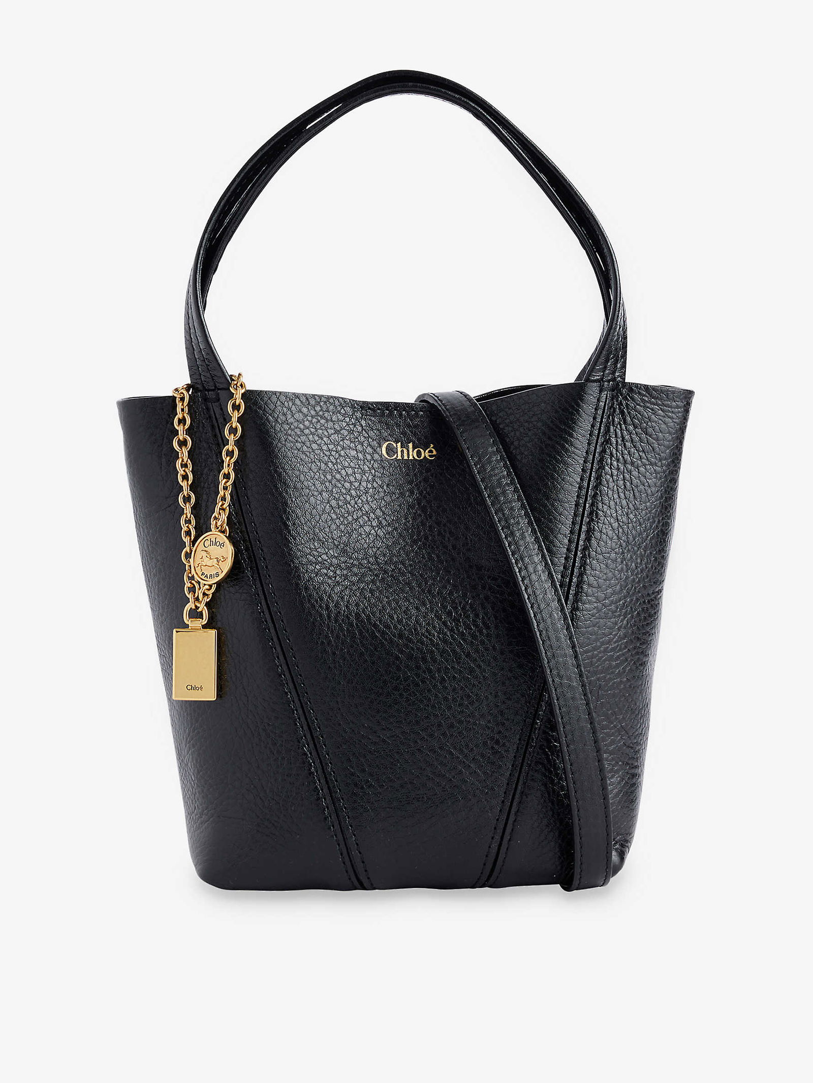 CHLOÉ Spin Large Leather Tote Bag in BLACK | endource