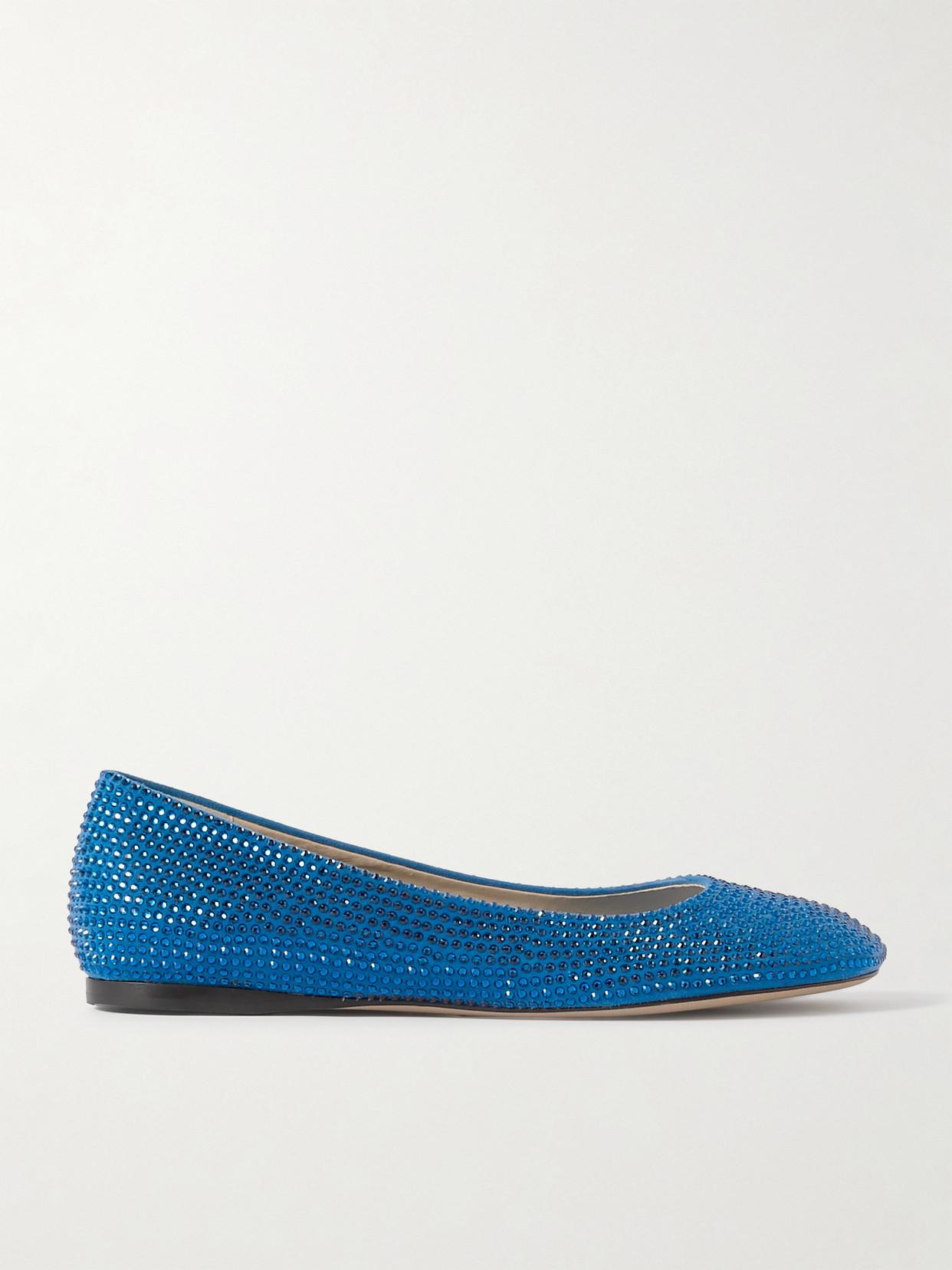 LOEWE Toy Crystal-Embellished Suede Ballet Flats in Blue | endource