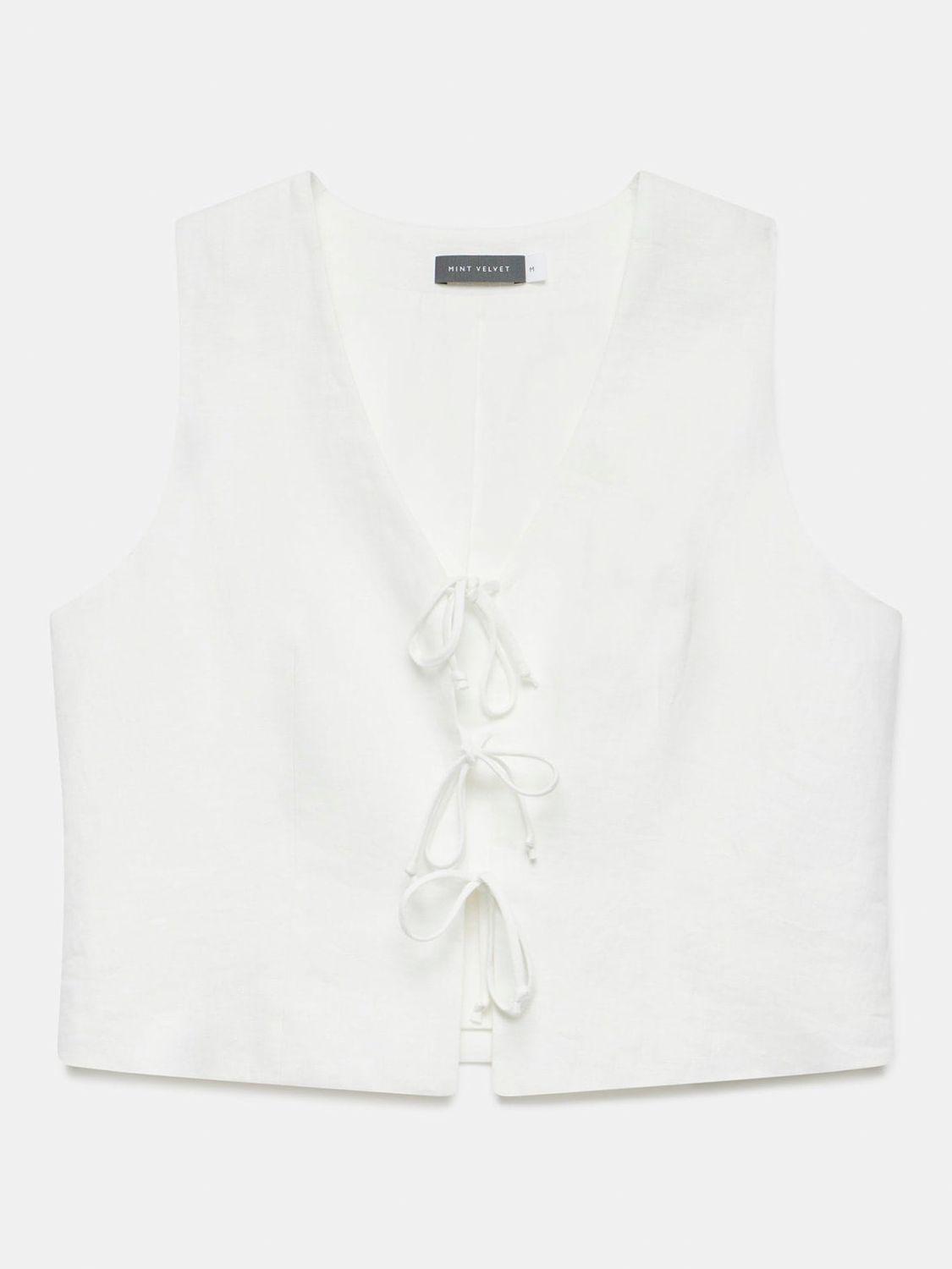 MINT VELVET Linen Tie Front Waistcoat Top | Endource