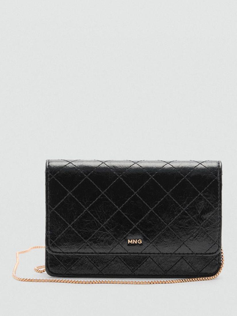 MANGO Diana Diamond Stitch Chain Flapover Purse | endource
