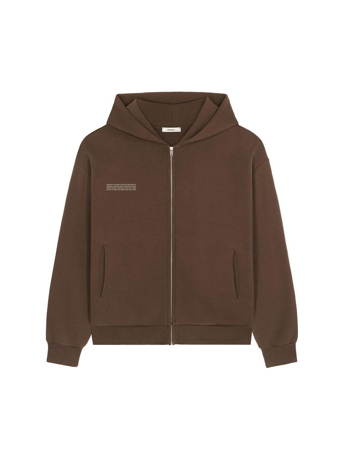 PANGAIA Mens DNA Heavyweight Zipped Hoodie—cacoa Brown | endource