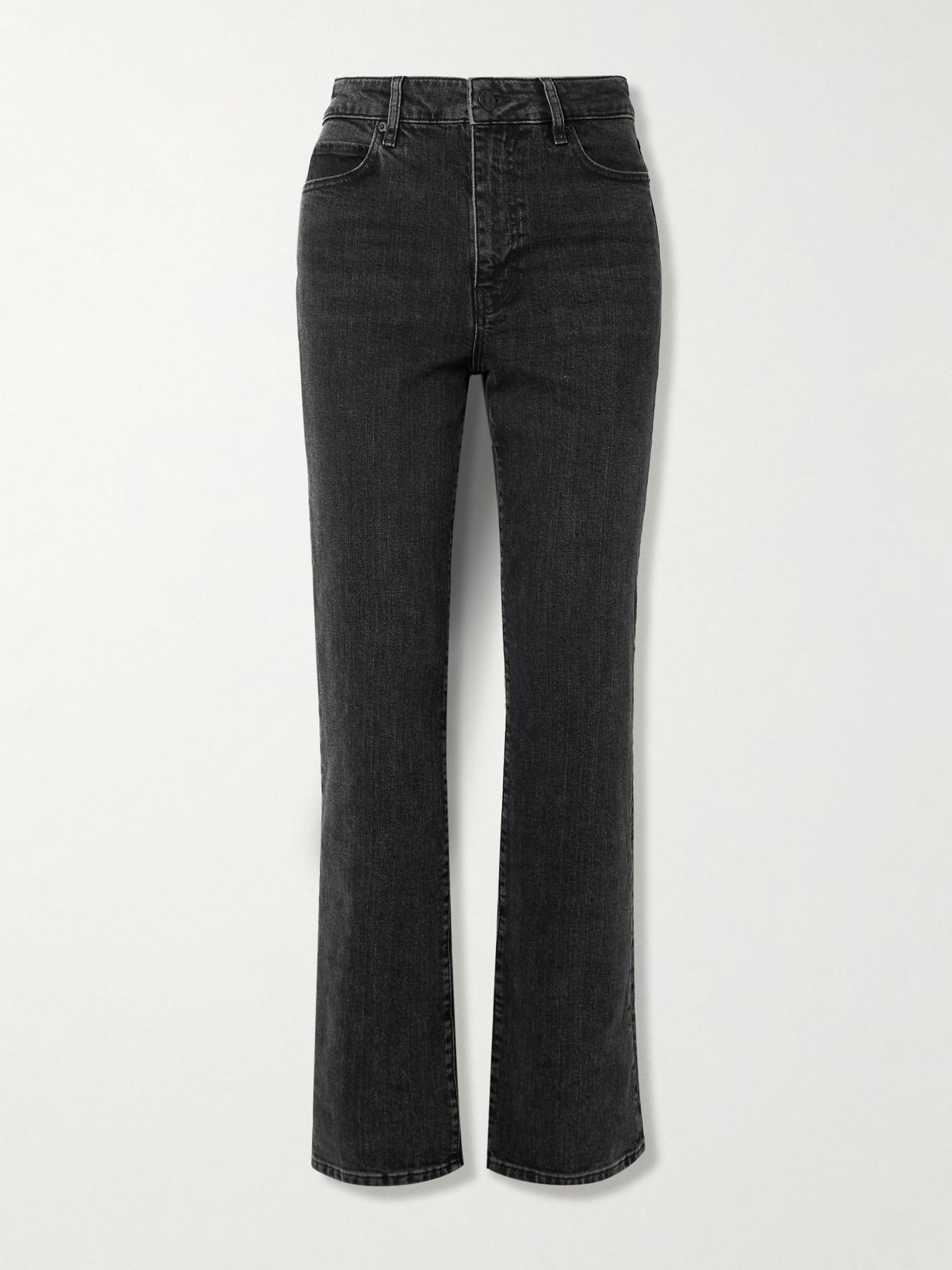 FRAME The Ruler High-Rise Straight-Leg Jeans in Black | endource