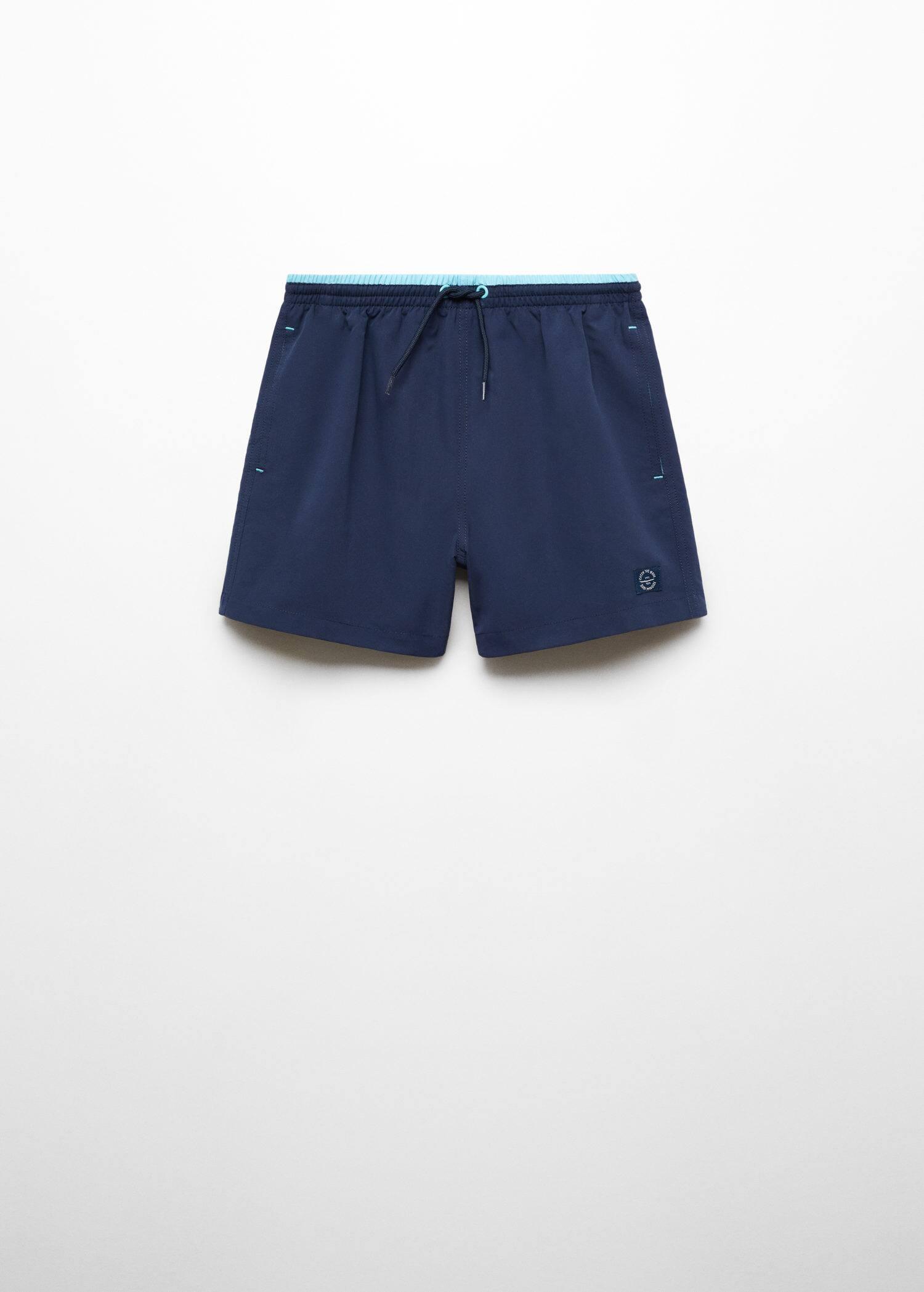 MANGO Basic Drawstring Swimsuit in Dark Navy | Endource