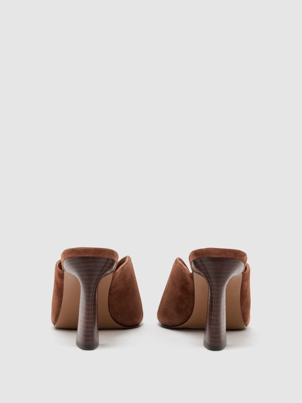 REISS Suede Block-Heel Sandals In Tan | endource