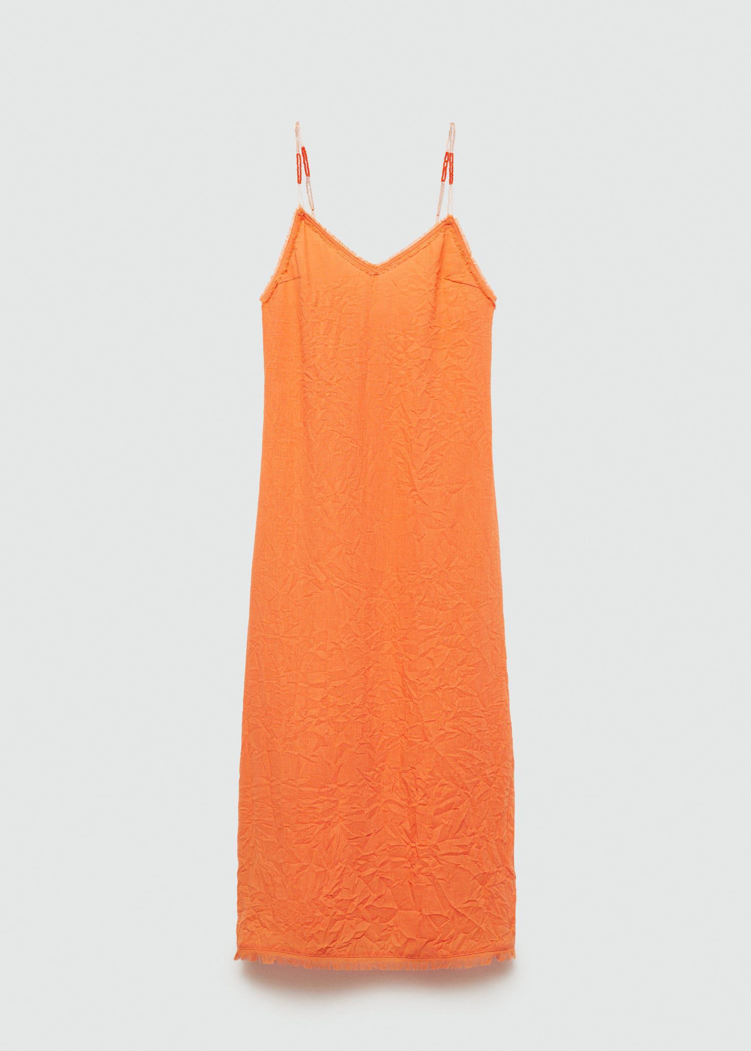 MANGO Beaded Straps Dress in Pastel Orange | Endource