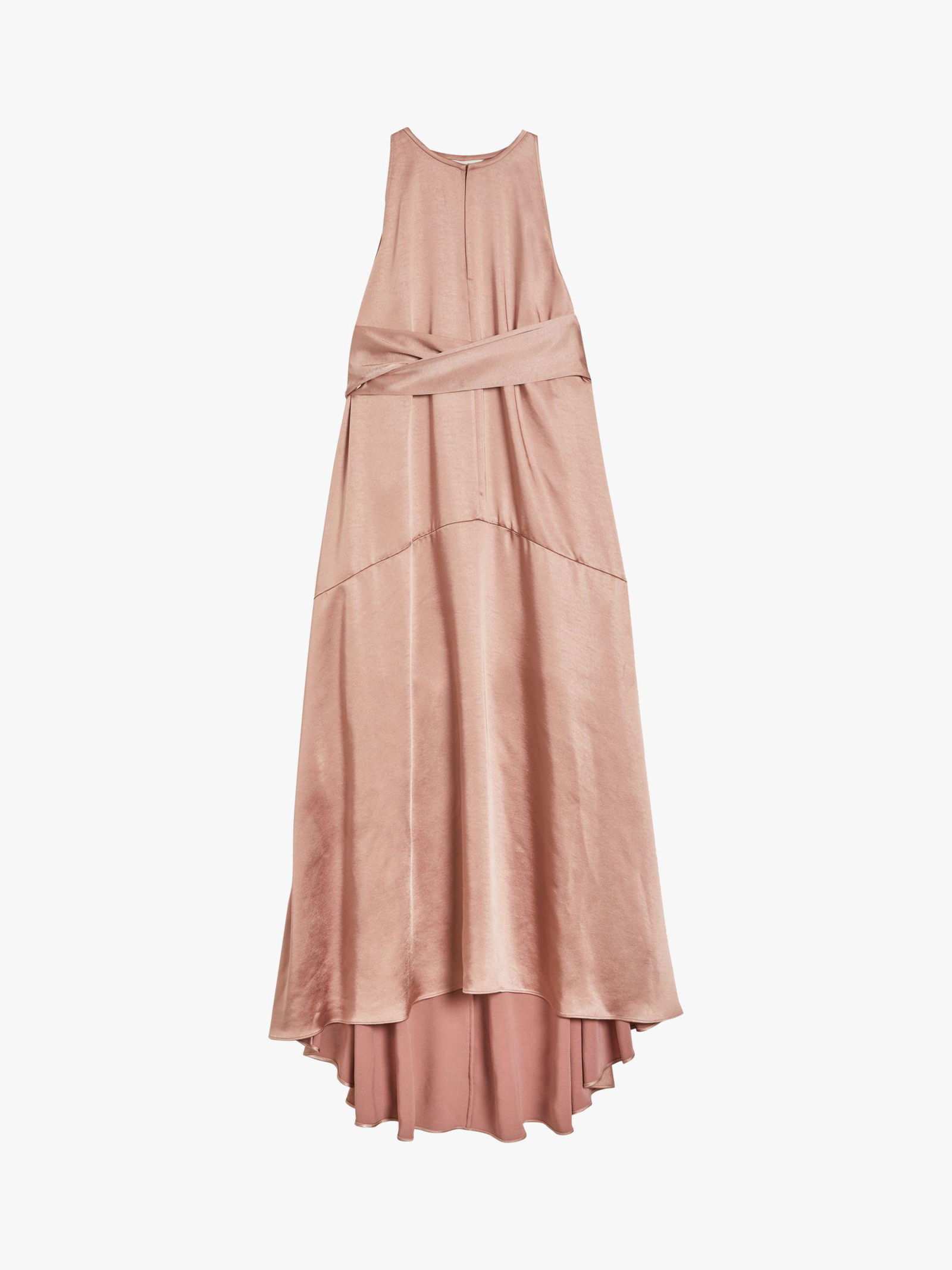 TED BAKER Milly Satin Midi Dress in Dusky Pink | Endource