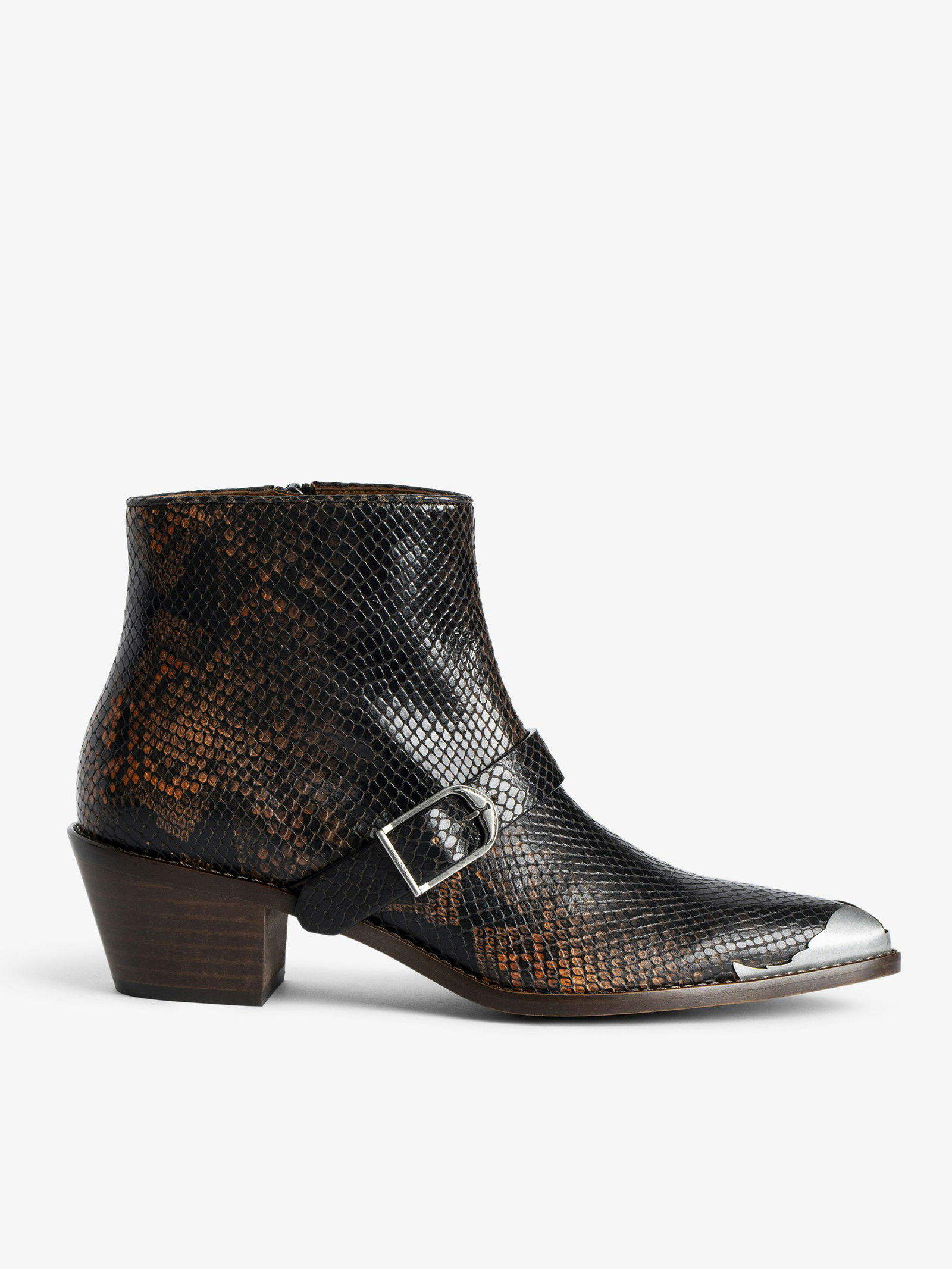 ZADIG & VOLTAIRE Tylow Wild Mirror Ankle Boots in Flame | endource