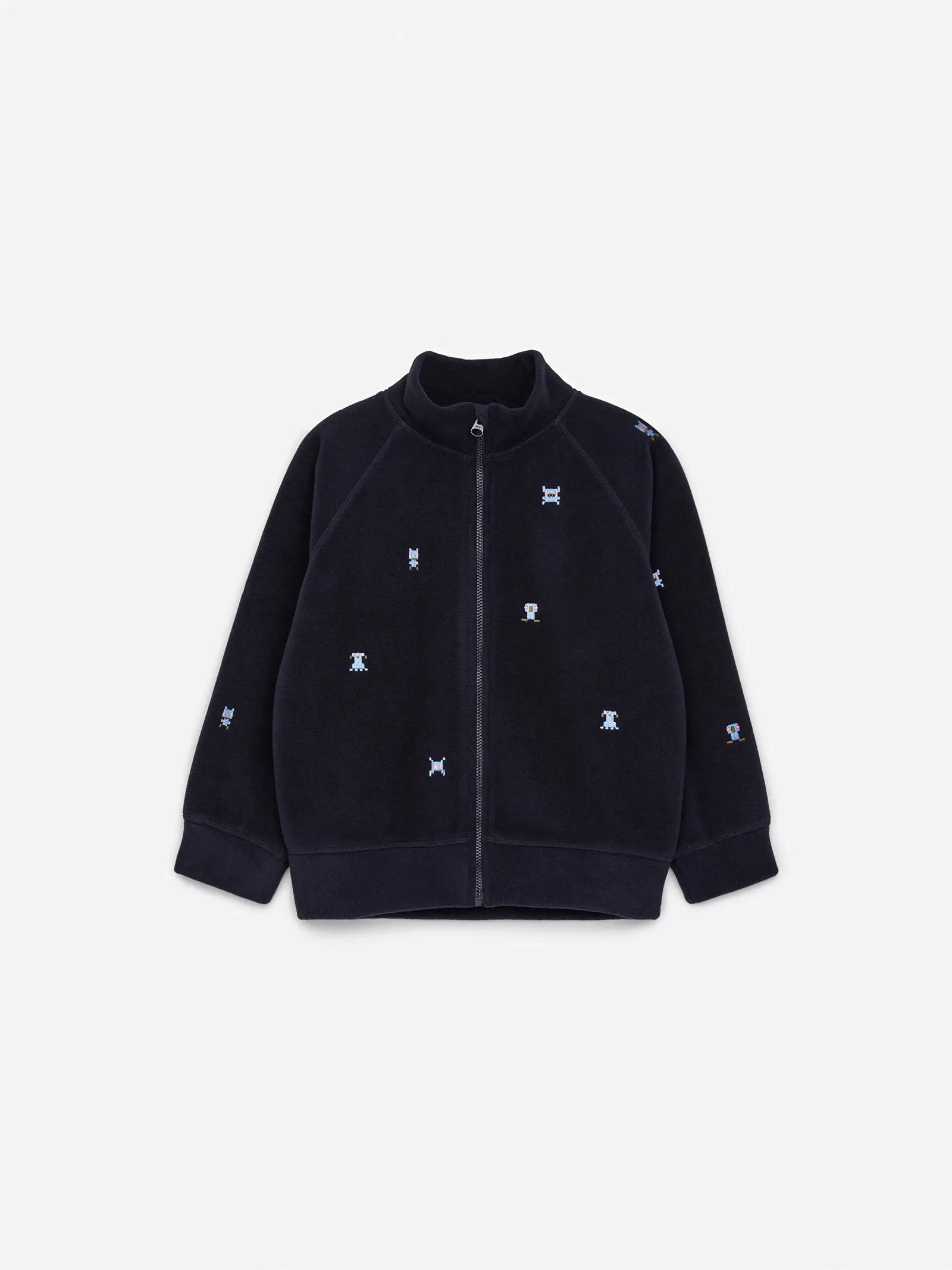 ARKET Embroidered Fleece Jacket in Dark Blue | endource