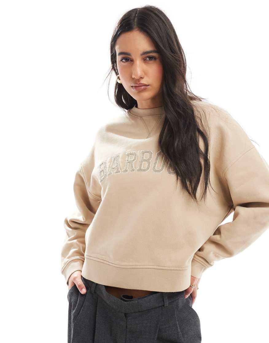 BARBOUR Silverdale Collegiate Logo Sweatshirt in CAMEL | endource