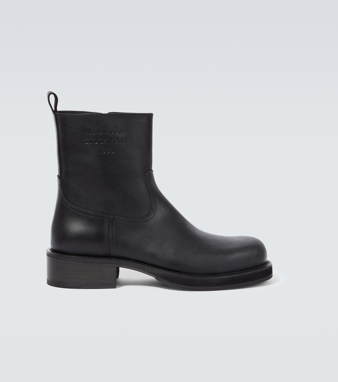 ACNE STUDIOS Leather Ankle Boots in Black | endource