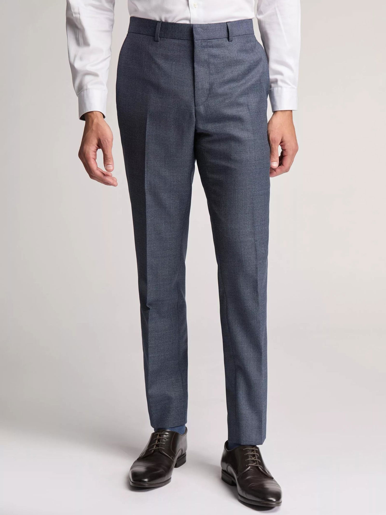 TED BAKER Riley Wool Rich Trousers in Navy Txt Puppytooth | endource