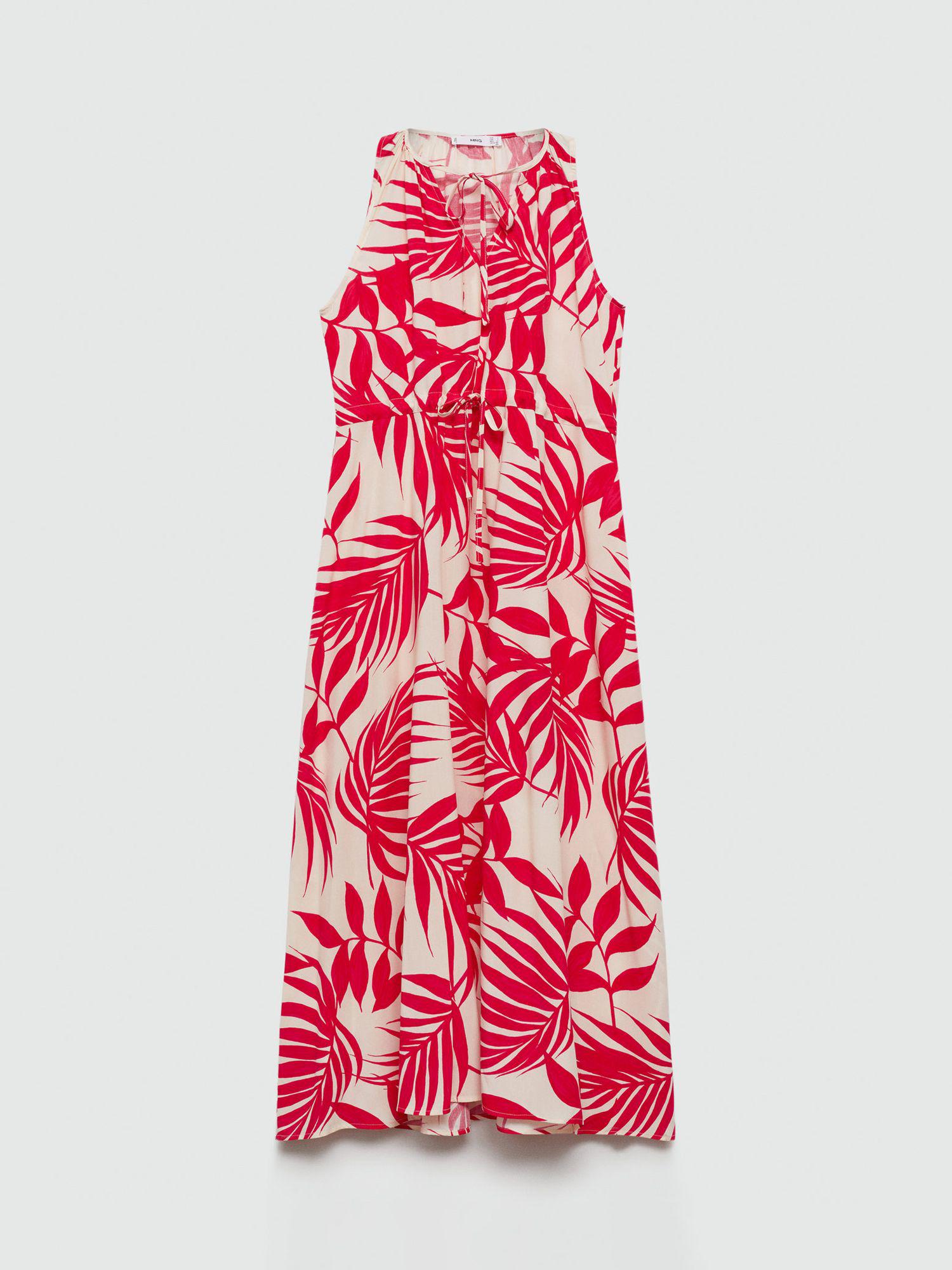 MANGO Julia Leaf Print Dress in Red | Endource