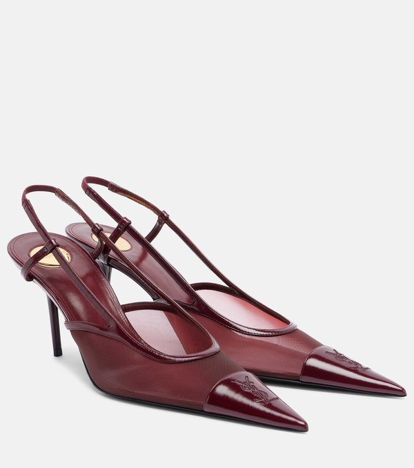 SAINT LAURENT Renée Leather-trimmed Slingback Pumps | endource