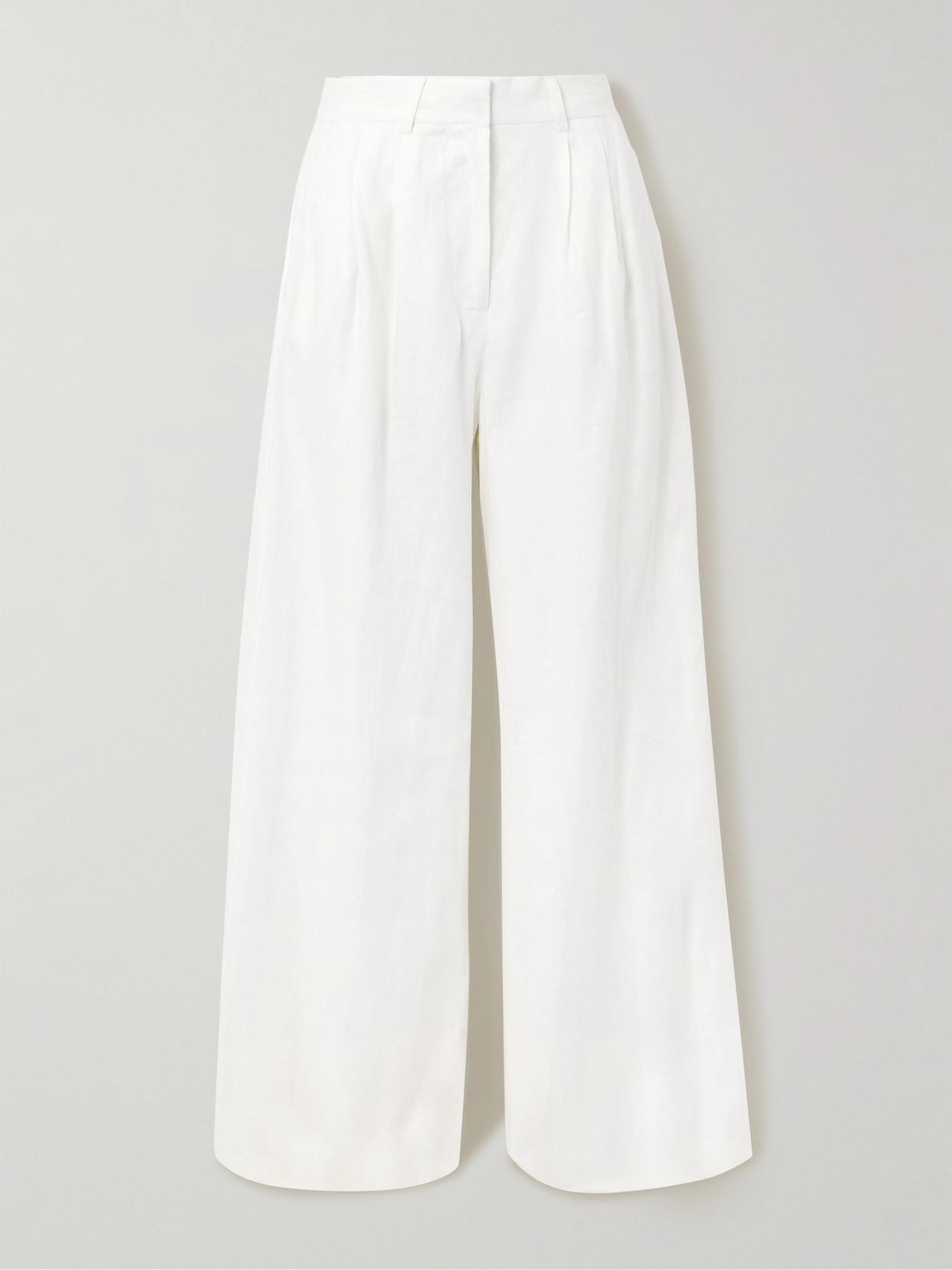 STAUD Sasha Linen Wide-Leg Pants | endource