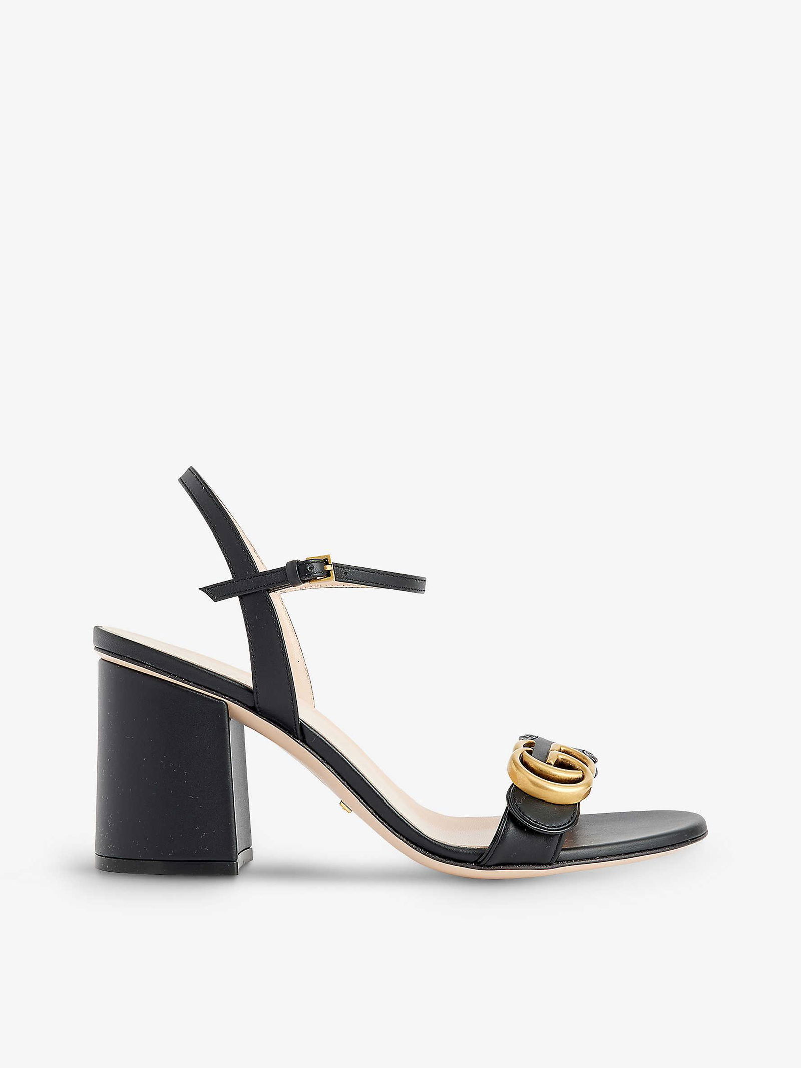 GUCCI GG Marmont Leather Heeled Sandals in NERO | Endource