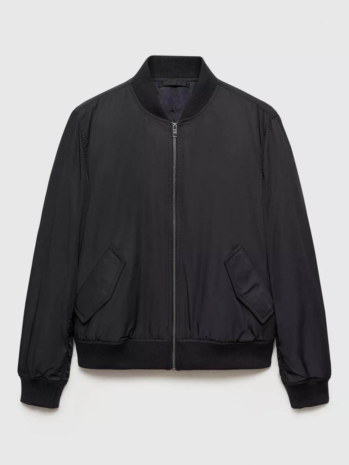 MANGO York Water Repellant Bomber Jacket in Navy | endource