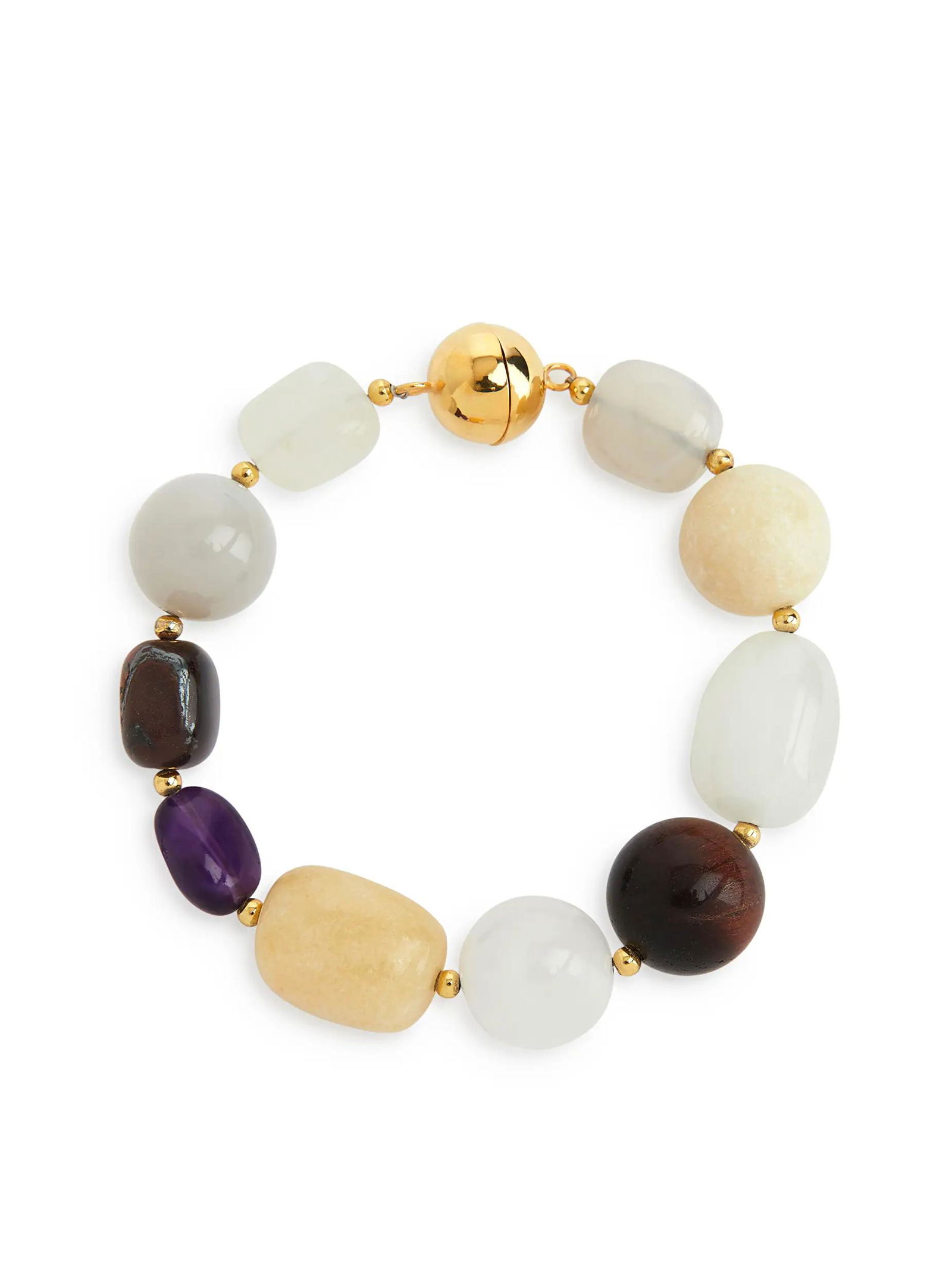 ARKET Multi-Colour Stone Bracelet in Multi-Colour/Gold | Endource