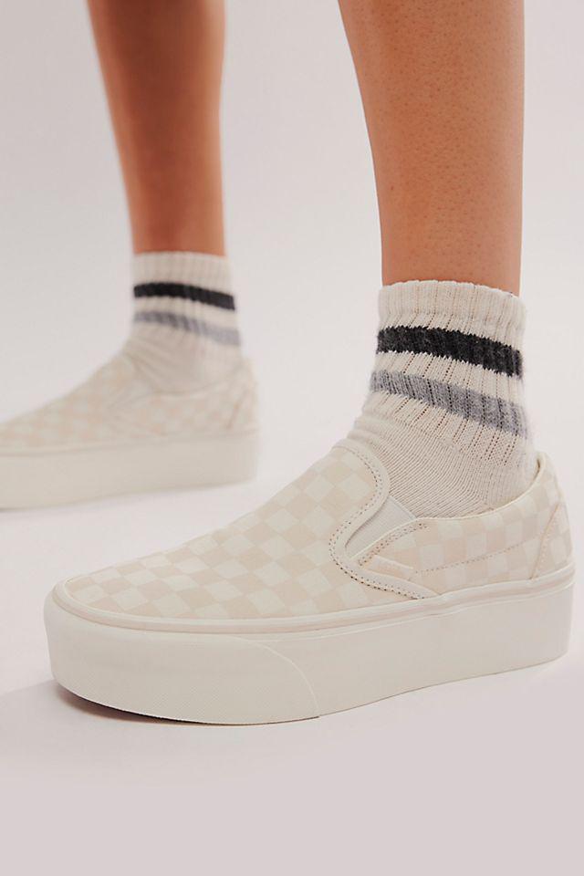 VANS Checkered Slip-on Stackform Trainers in Marshmallow / Turtledove ...