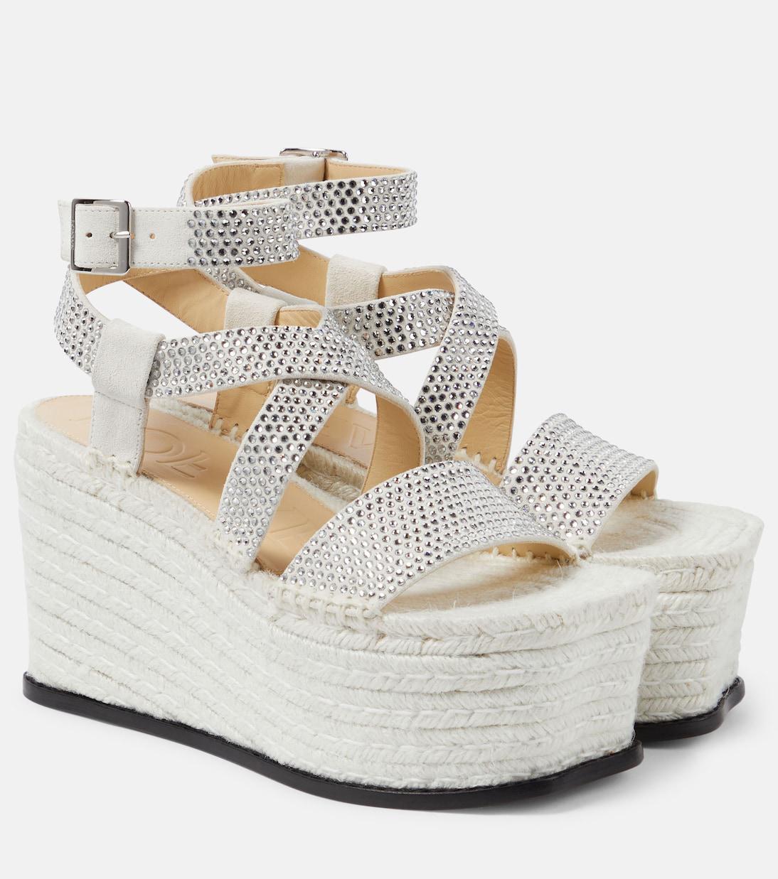 LOEWE Loewe x Paula's Ibiza - Leather Espadrille Wedges in White | Endource