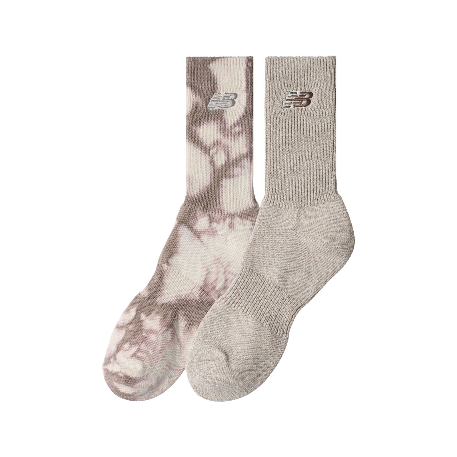 NEW BALANCE Ribbed Cuff Mid Calf Socks 2 Pack in Brown/Beige | endource