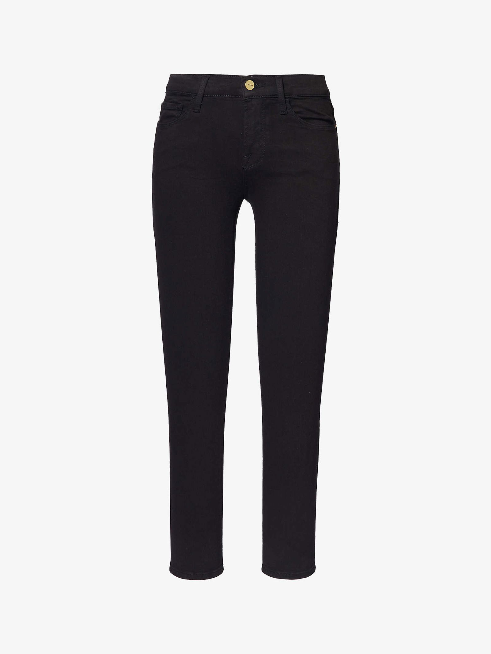FRAME Le Color Crop Tapered-Leg Mid-Rise Denim Jeans in FILM NOIR ...