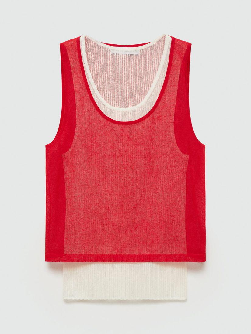 MANGO Jordan Fine Knit Layered Top in Red | endource
