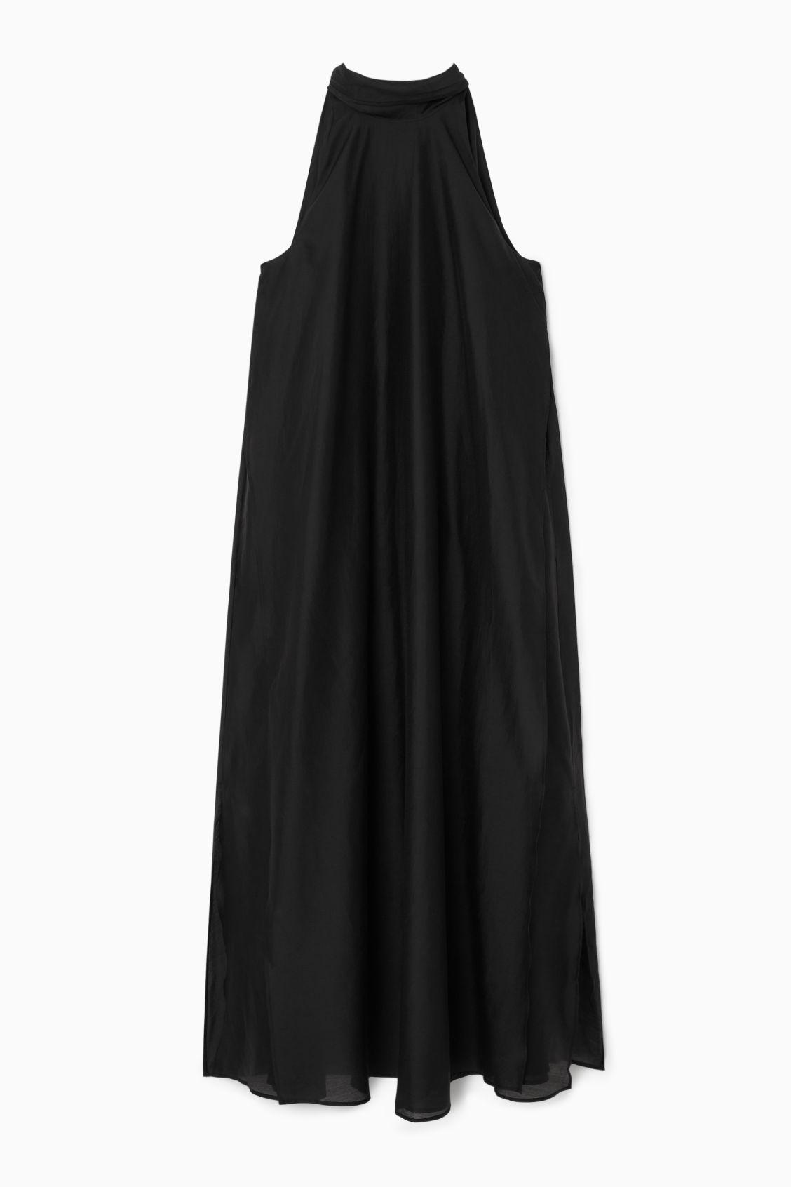 COS Halterneck A-Line Maxi Dress in BLACK | endource